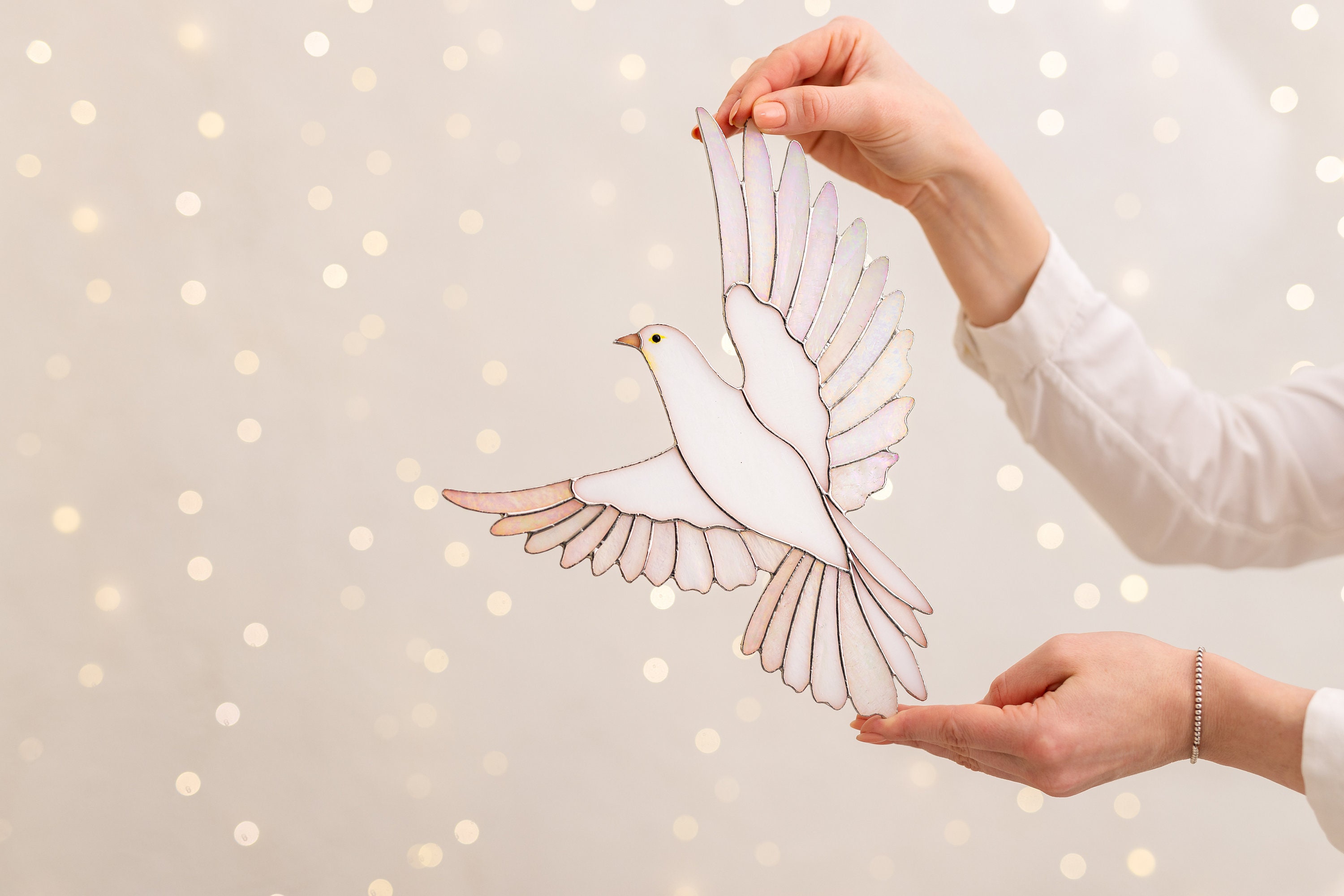 Stained Glass White Dove Wall Decor Dove of Peace Wall - Etsy UK