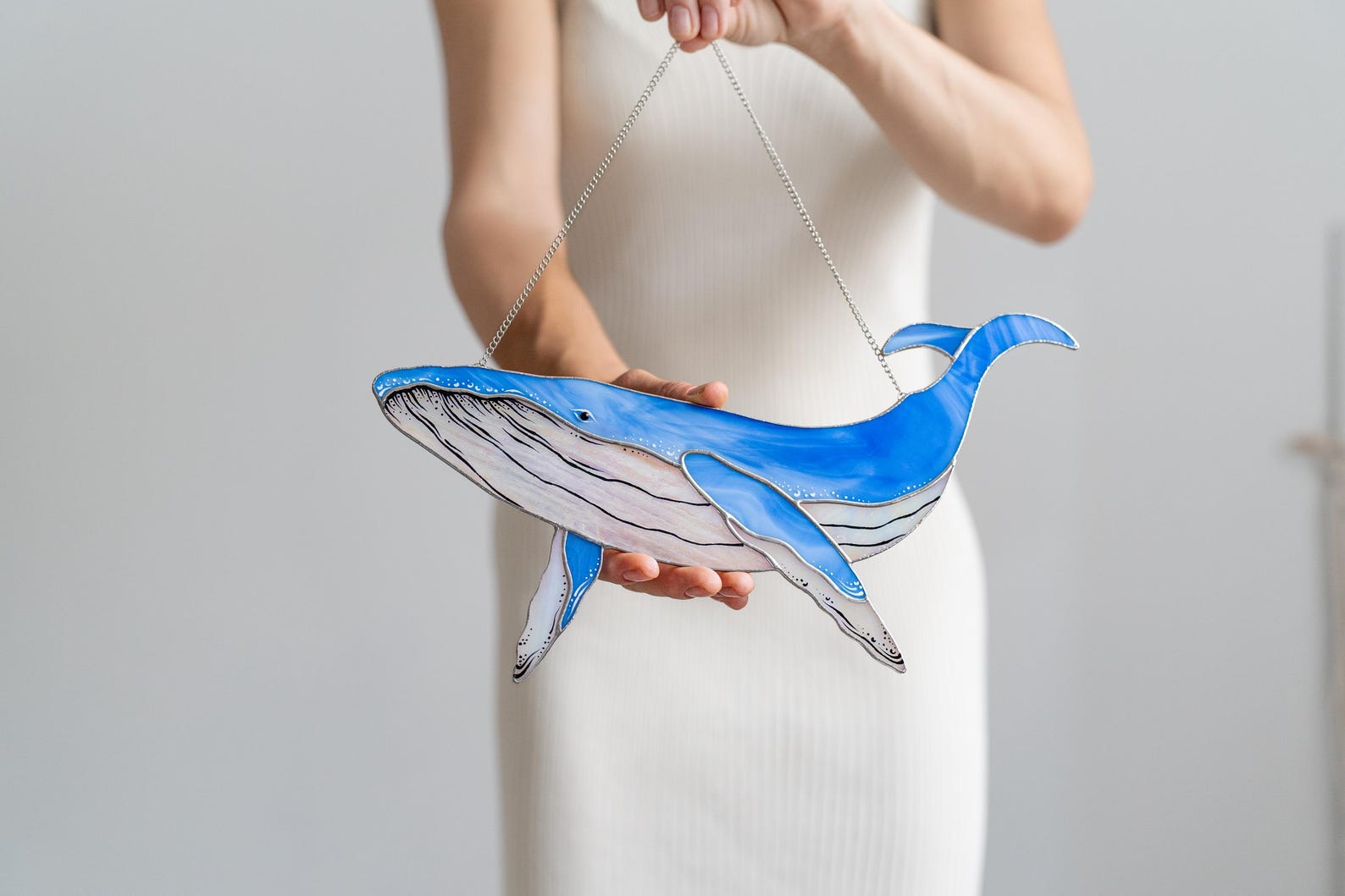 Blue Whale Wall Decor Stained Glass Humpback Whale Wall Hanging Ocean ...