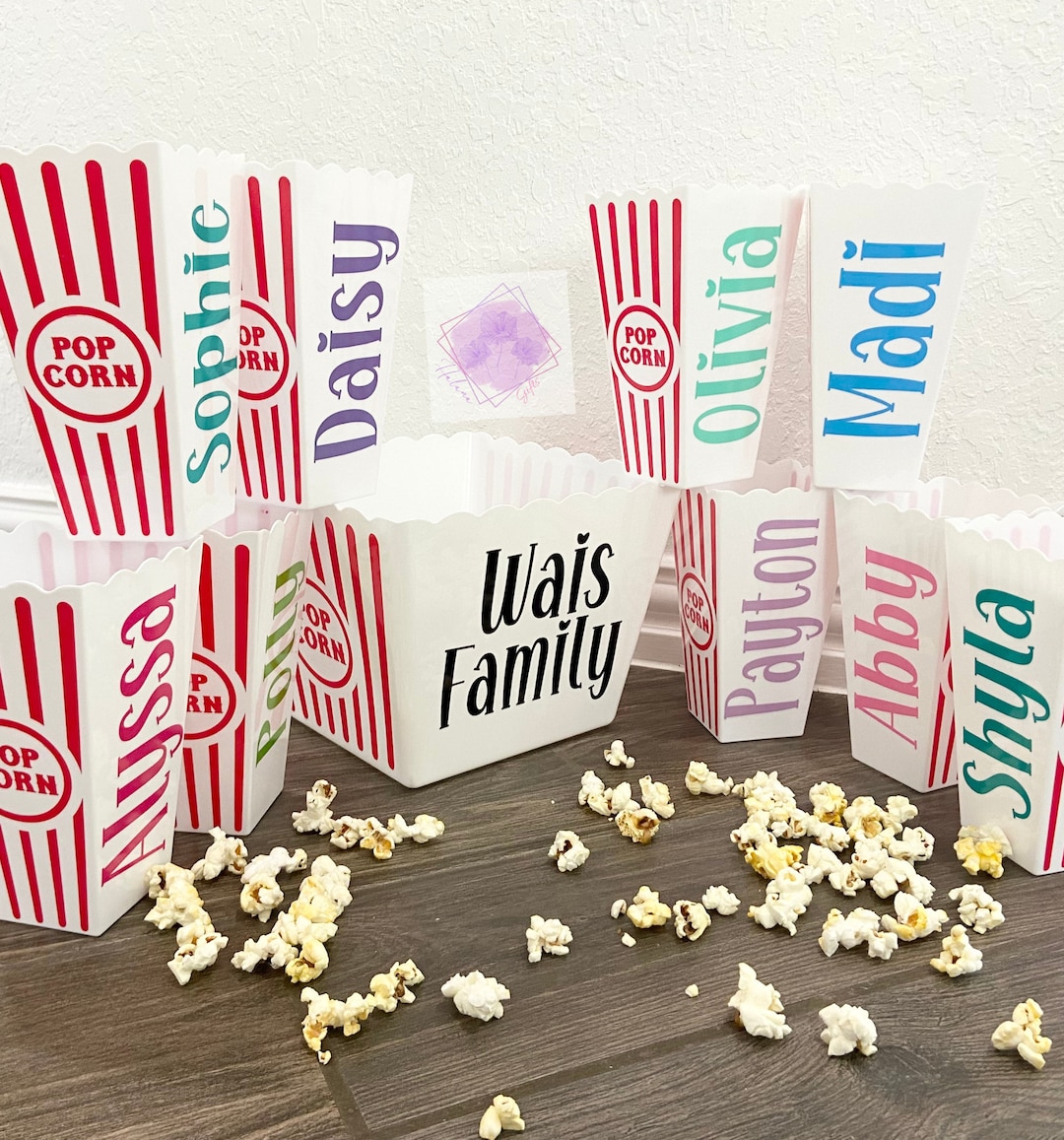 Personalized Family Movie Night Gift/ Popcorn Container Set/ Custom ...