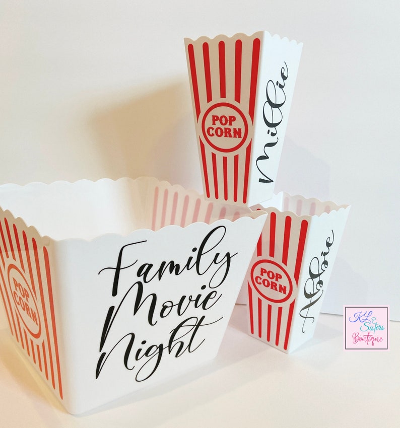 Personalized Family Movie Night Gift/ Popcorn Container Set/ - Etsy