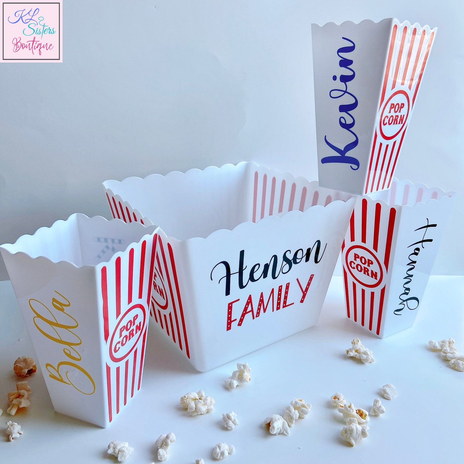 Personalized Family Movie Night Gift/ Popcorn Container Set/ - Etsy