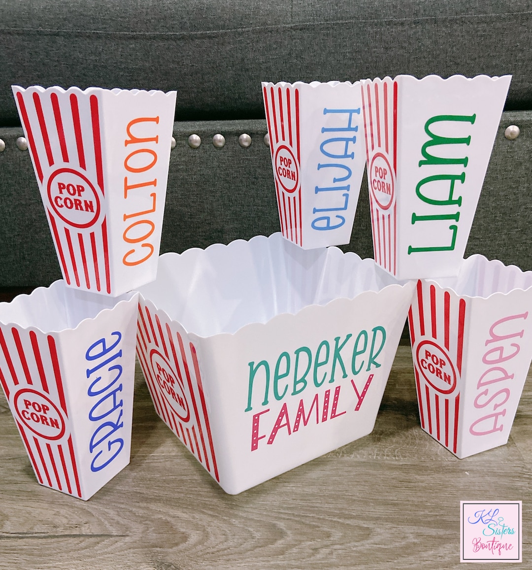 Personalized Family Movie Night Gift/ Popcorn Container Set/ - Etsy