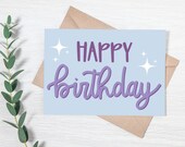 Happy Birthday Printable Card Purple Printable Birthday Card - Etsy