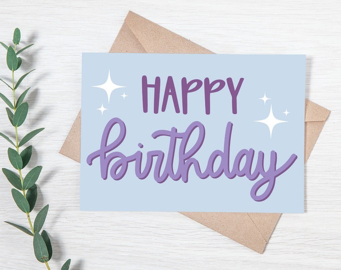 Happy Birthday Printable Card Purple Printable Birthday Card - Etsy