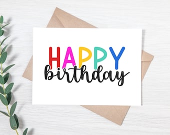 PRINTABLE Birthday Card Birthday Rainbow Card Instant Download Card ...