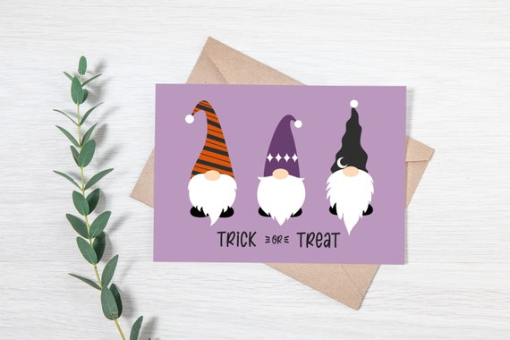 Halloween Gnome Card Printable Halloween Card Cute | Etsy