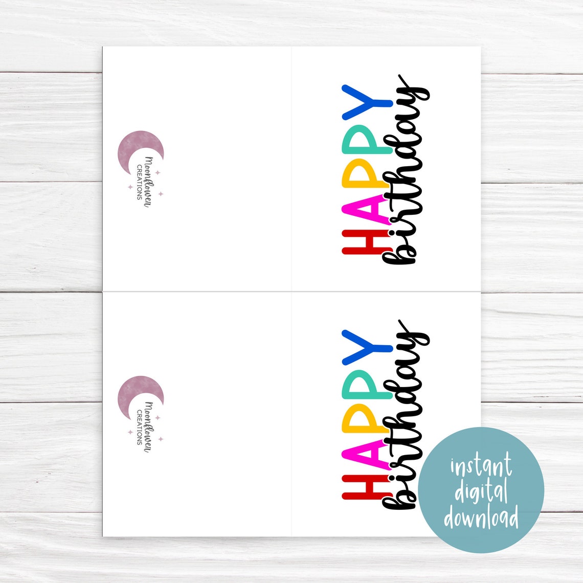 Rainbow Birthday Card Colorful Birthday Card Printable - Etsy