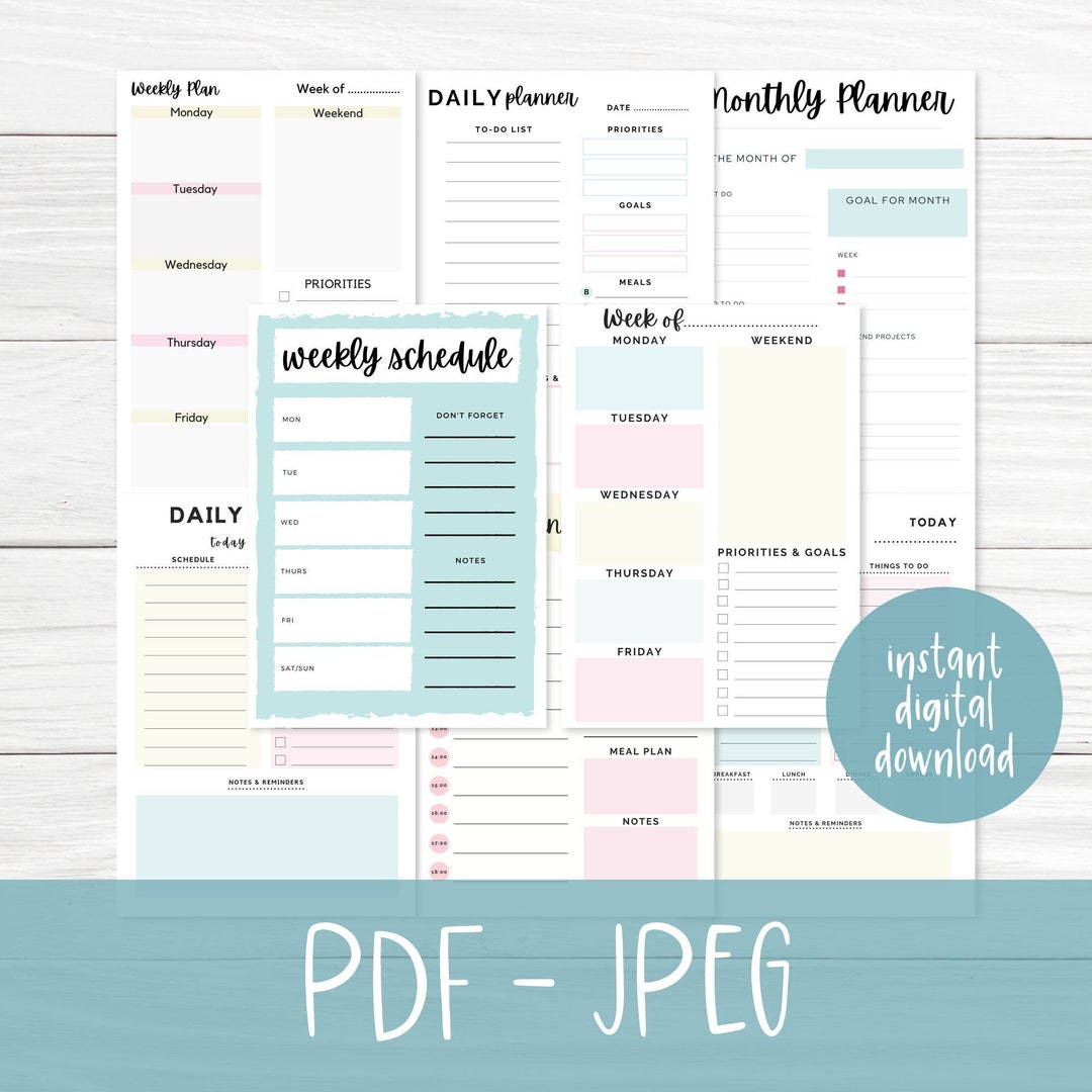 Printable Planner Bundle - Daily Planner - Weekly Planner - Monthly ...