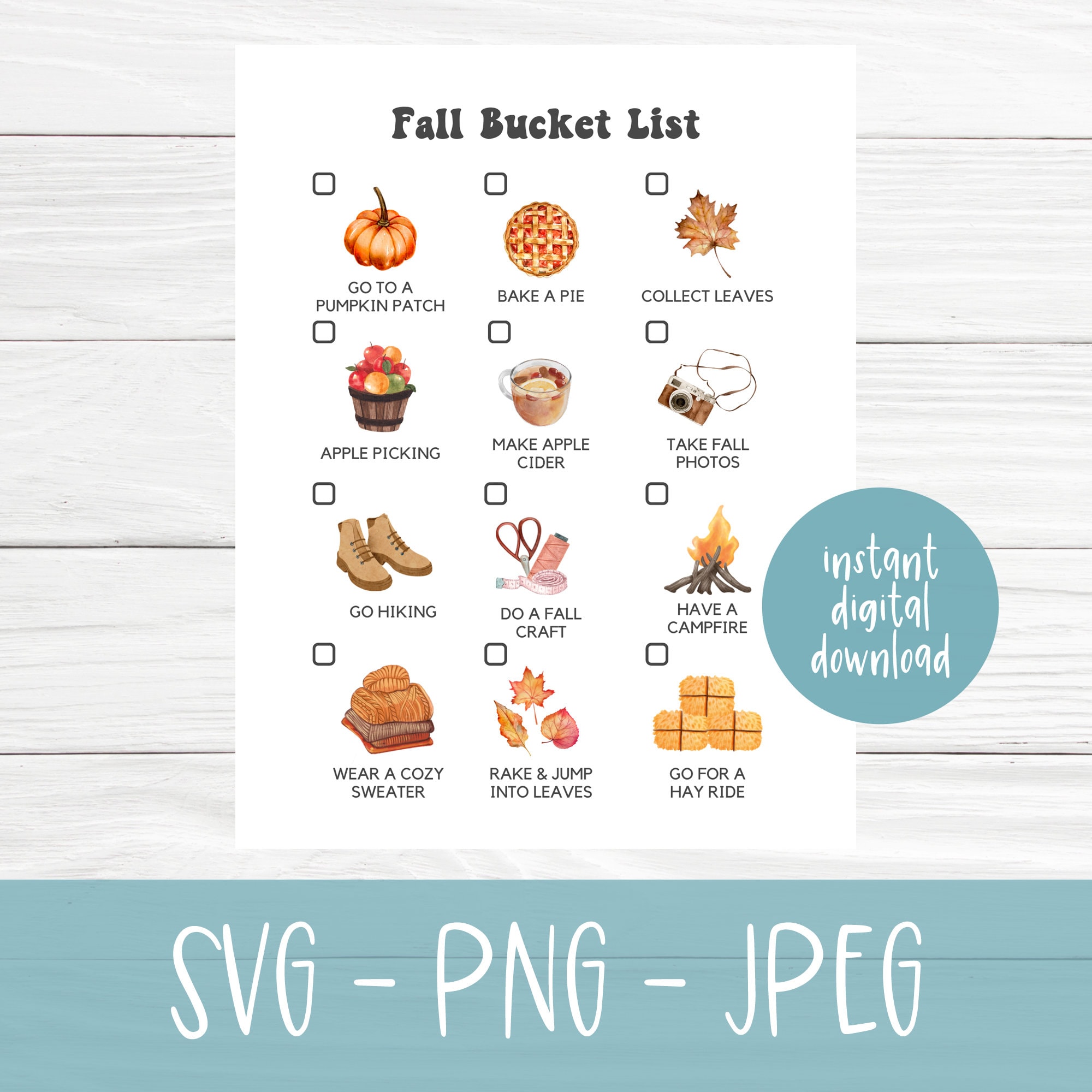 Fall Bucket List - Fall Printable - Autumn Bucket List - Fall Checklist - Fall Homeschool ...