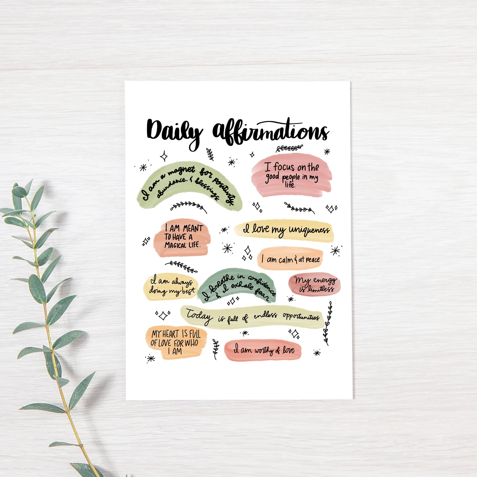 Daily Affirmations Poster Positive Affirmation Print - Etsy