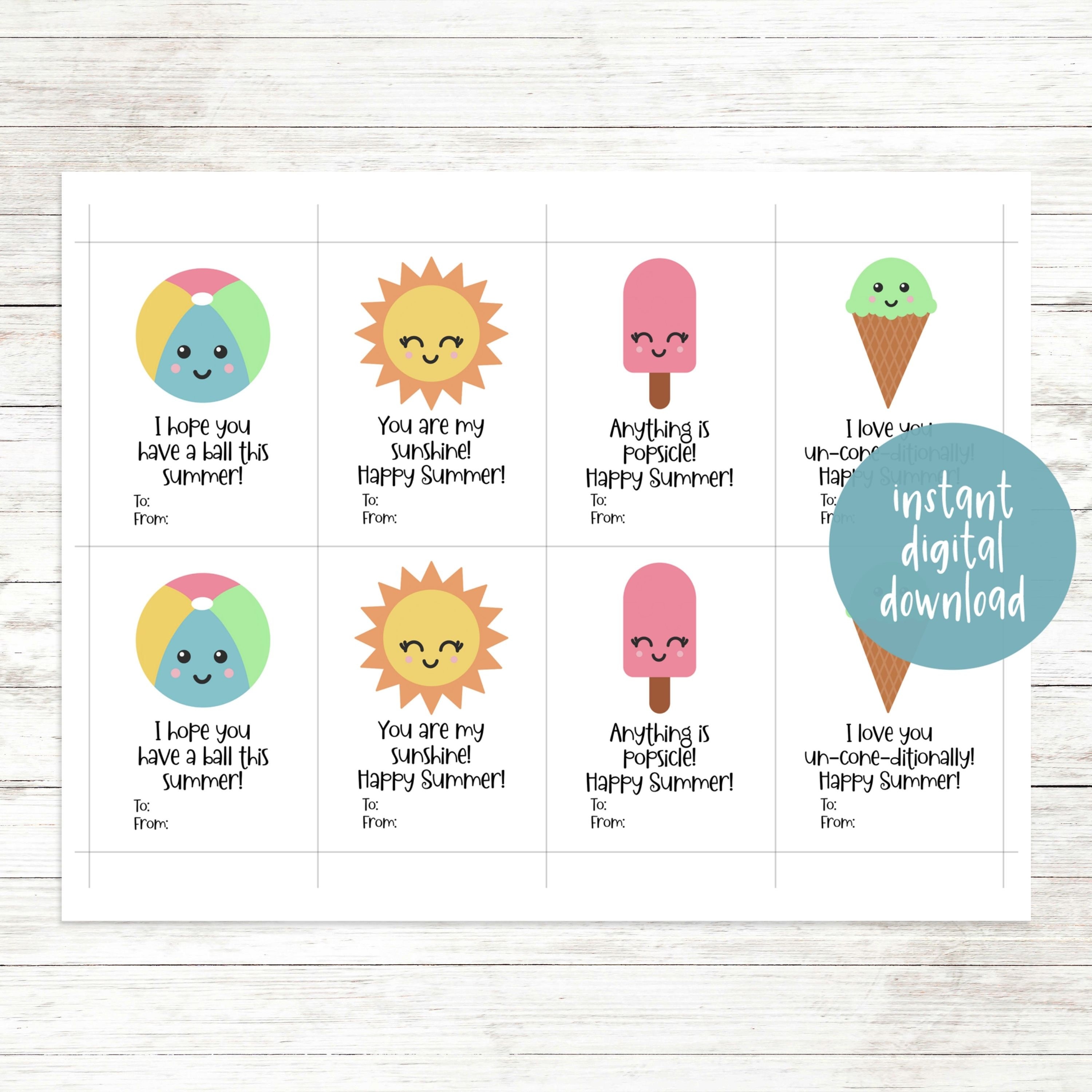 End of School Year Tags - End of School Gift Tags - Summer Puns ...