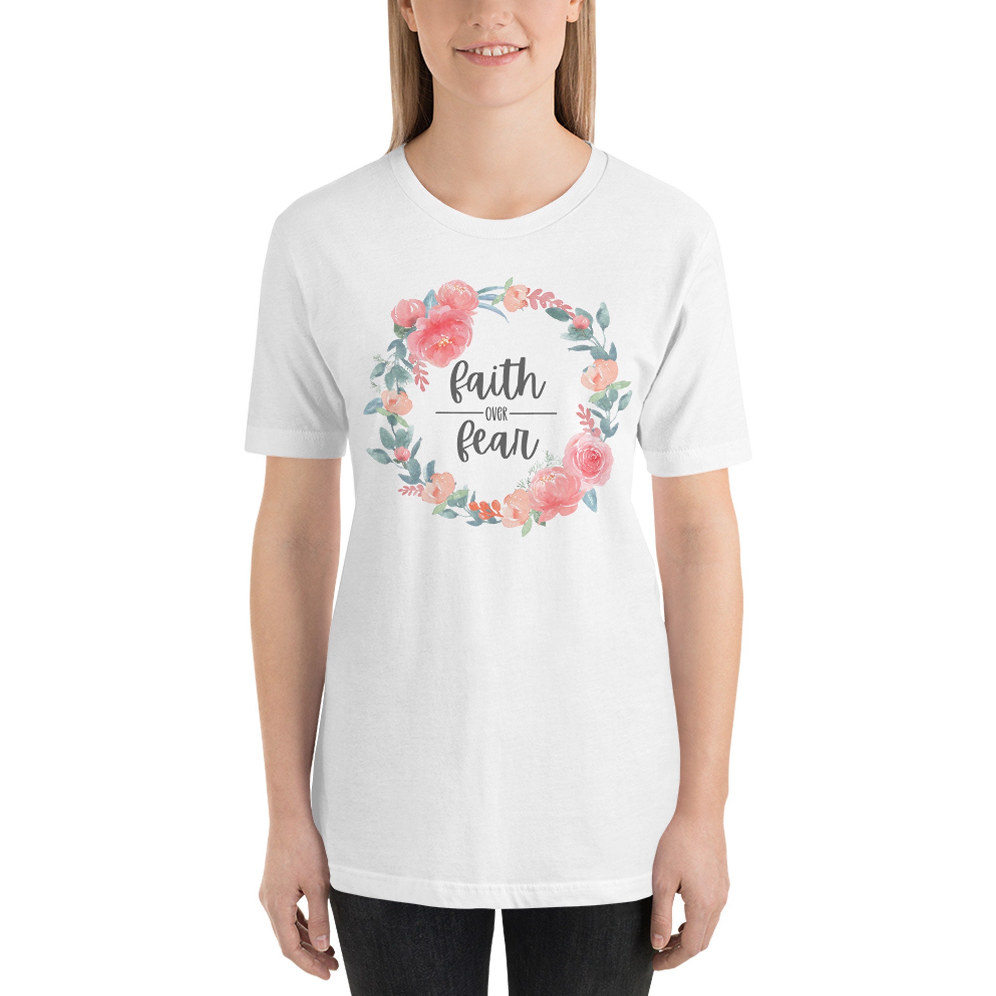 Faith Over Fear Shirt Floral T-shirt Watercolor Floral - Etsy