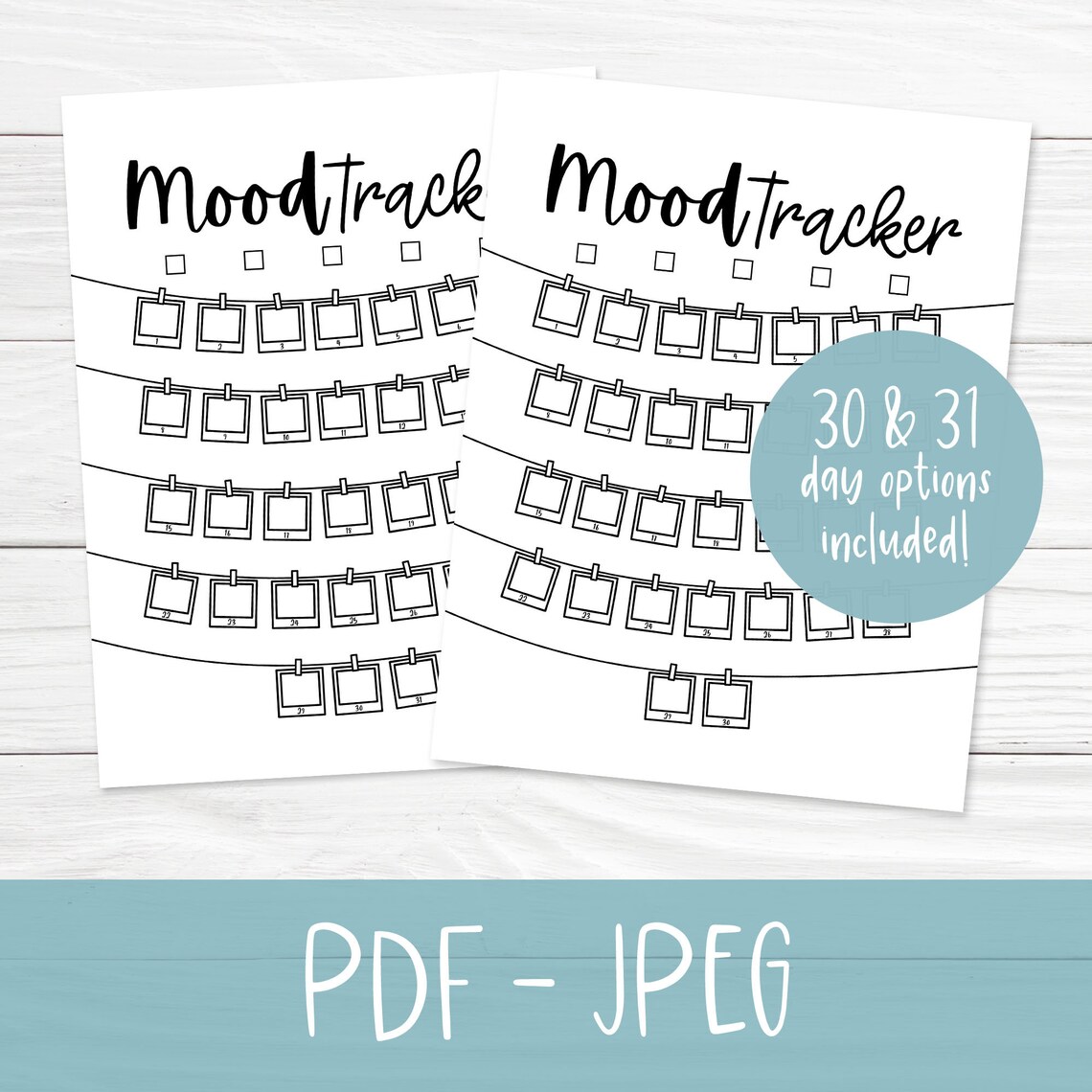 Polaroid Mood Tracker Printable - Bullet Journal Template - Habit ...
