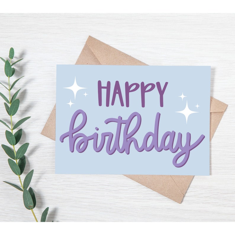 Happy Birthday Printable Card - Purple Printable Birthday Card ...
