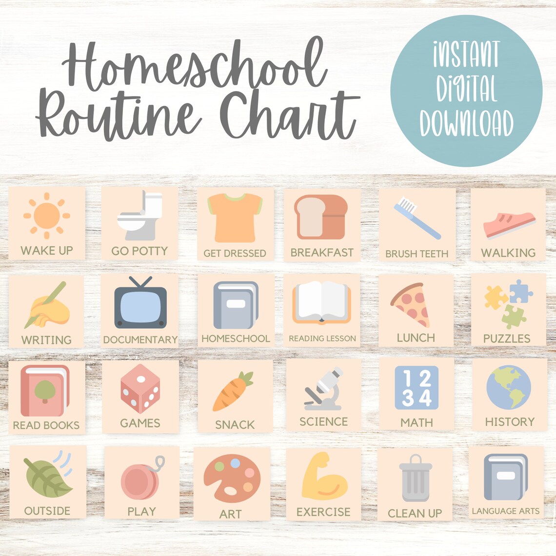 Homeschool Routine Chart - Daily Rhythm Tracker - Homeschool Chore ...