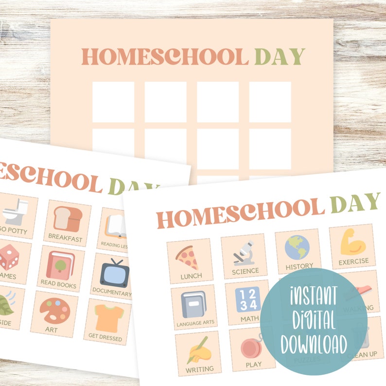 Homeschool Routine Chart - Daily Rhythm Tracker - Homeschool Chore ...