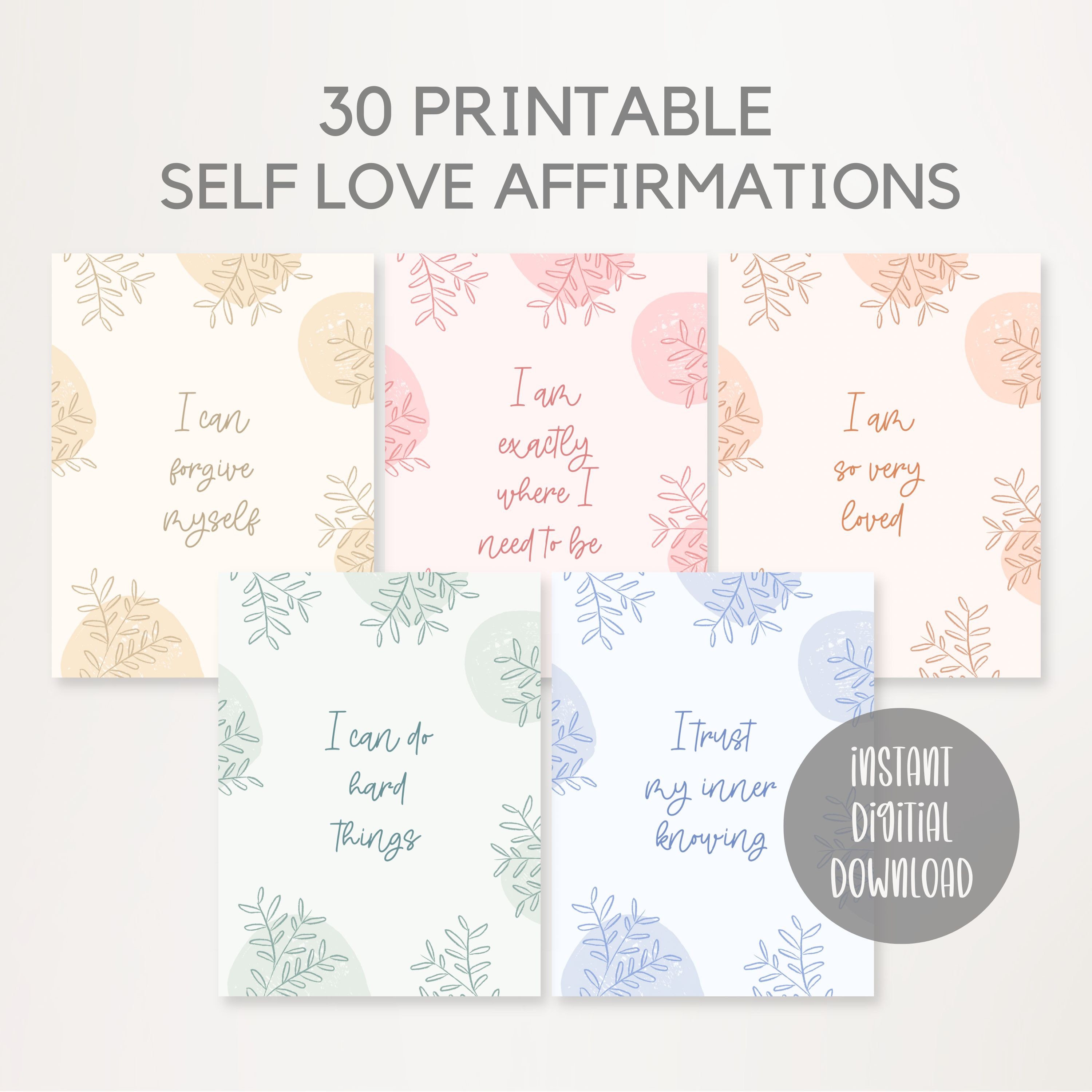 Self Love Affirmation Cards – 30 Printable Positive Affirmations (PDF ...