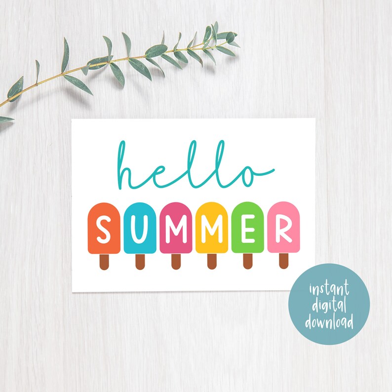 Hello Summer Printable Summer Wall Art Ice Cream Prints - Etsy