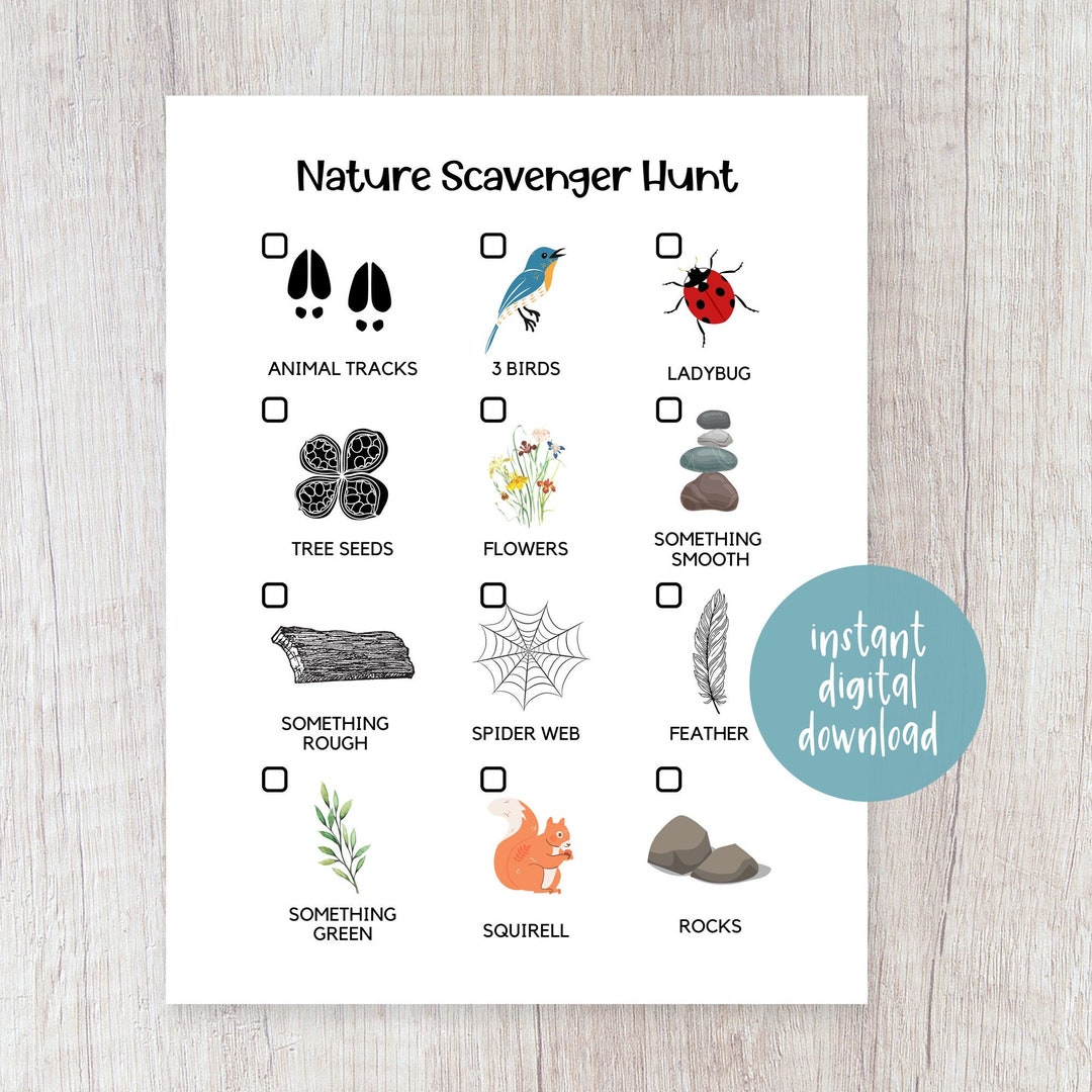 Nature Scavenger Hunt - Printable Scavenger Hunt - Printable Homeschool ...