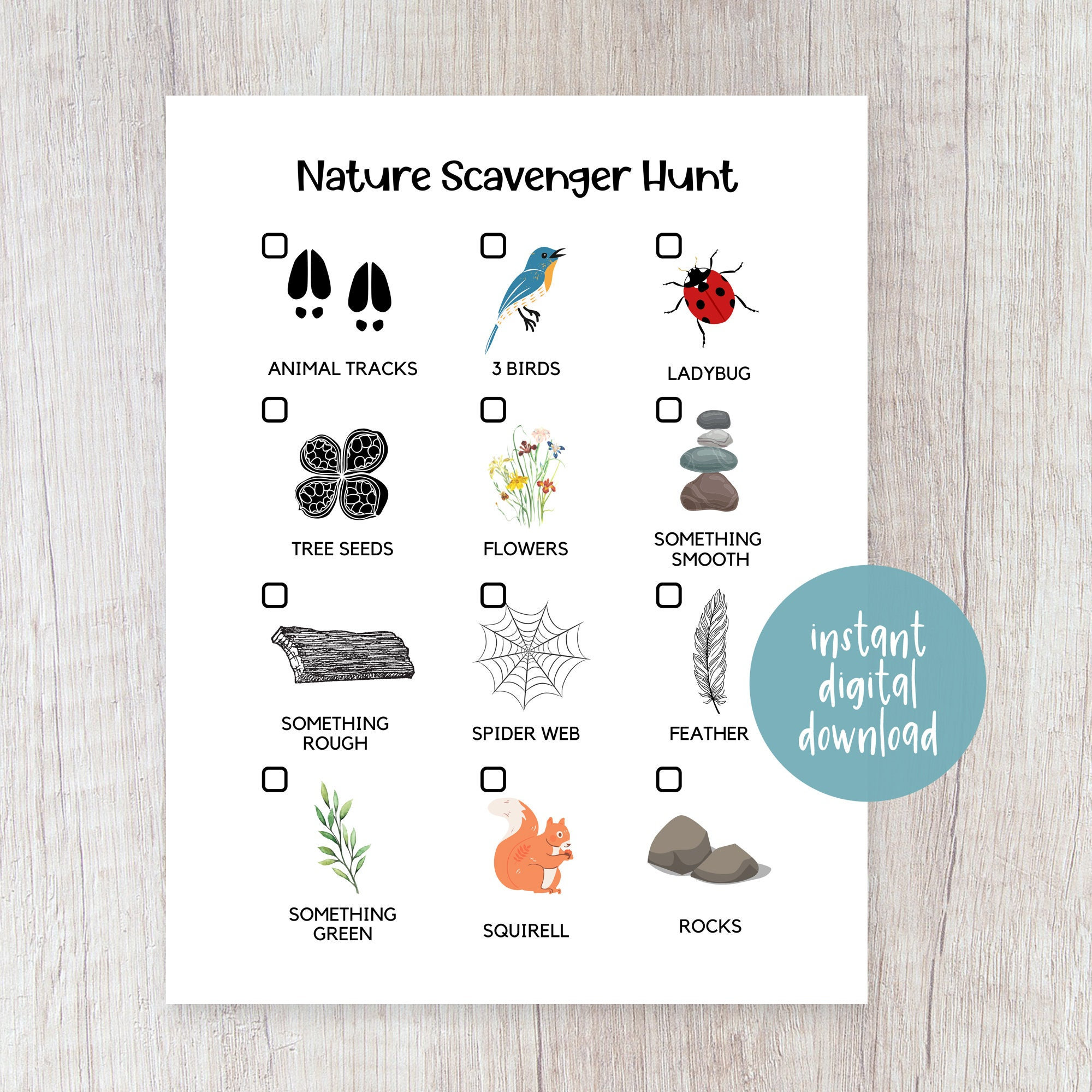 Nature Scavenger Hunt - Printable Scavenger Hunt - Printable Homeschool ...