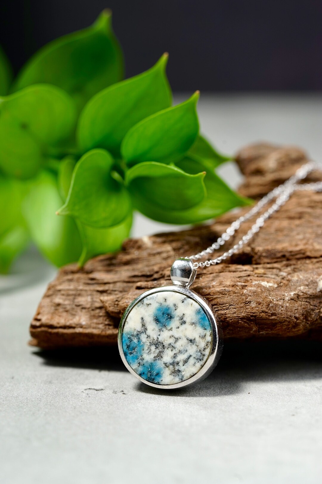 Natural K2 Granite Pendant Necklace: Sterling Silver, Flower of Life - Etsy