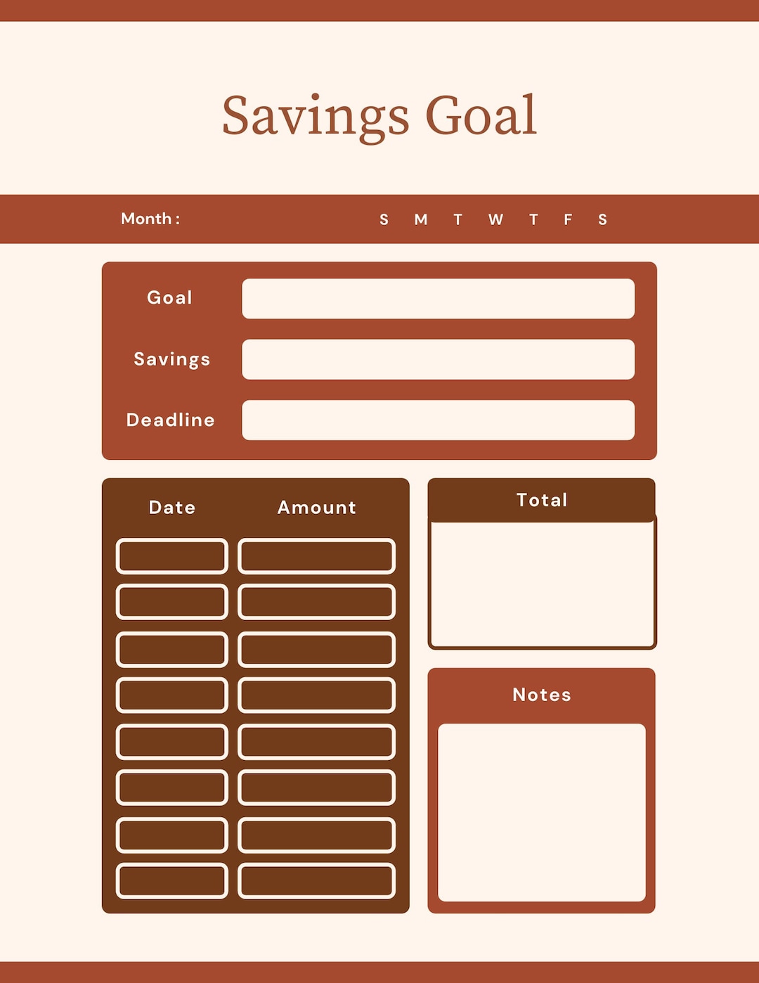 Saving Goal Planner, Editable Savings Goal, Savings Goal Tracker, Money ...