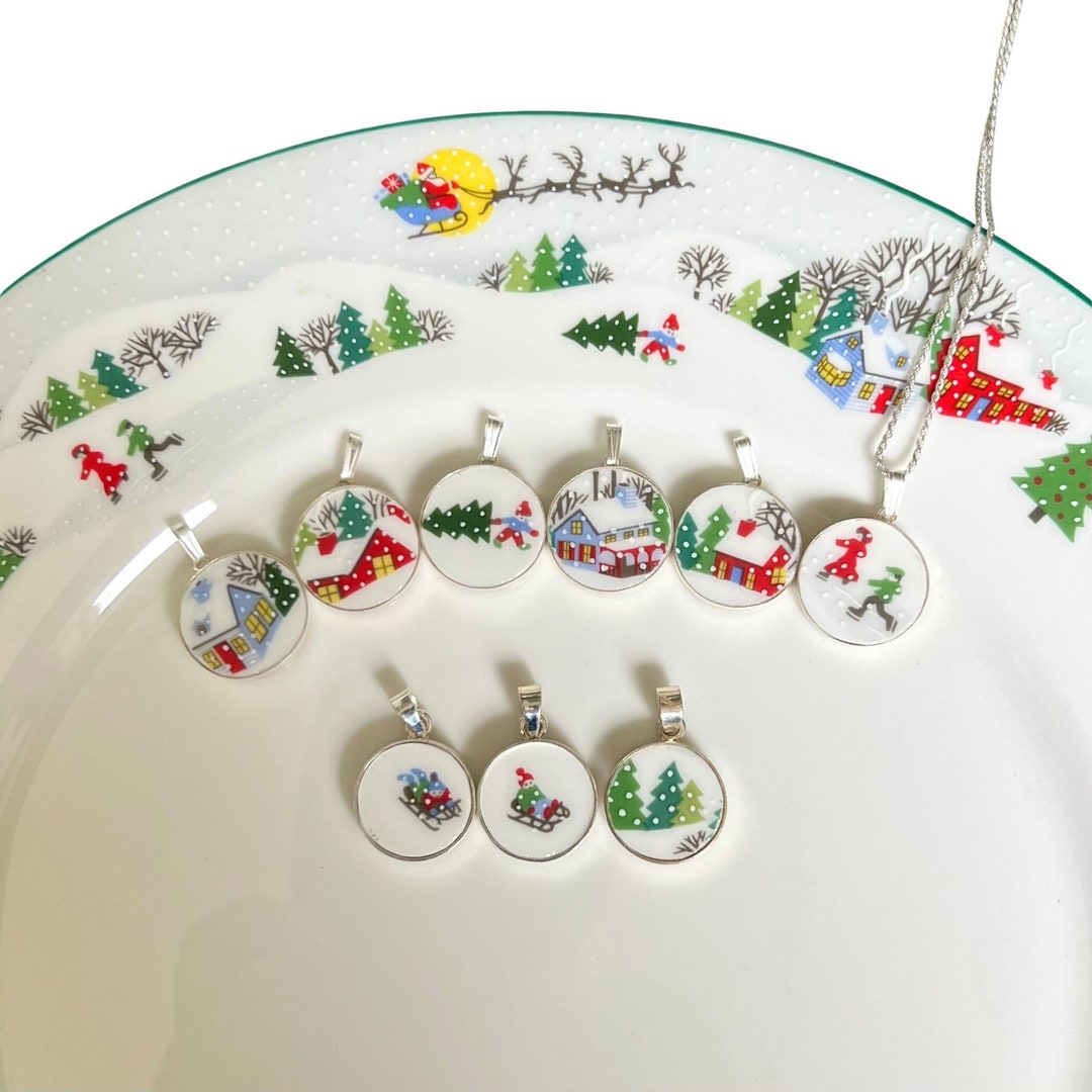 Lenox Sleighride Christmas Broken China Jewelry Necklaces Handmade With ...