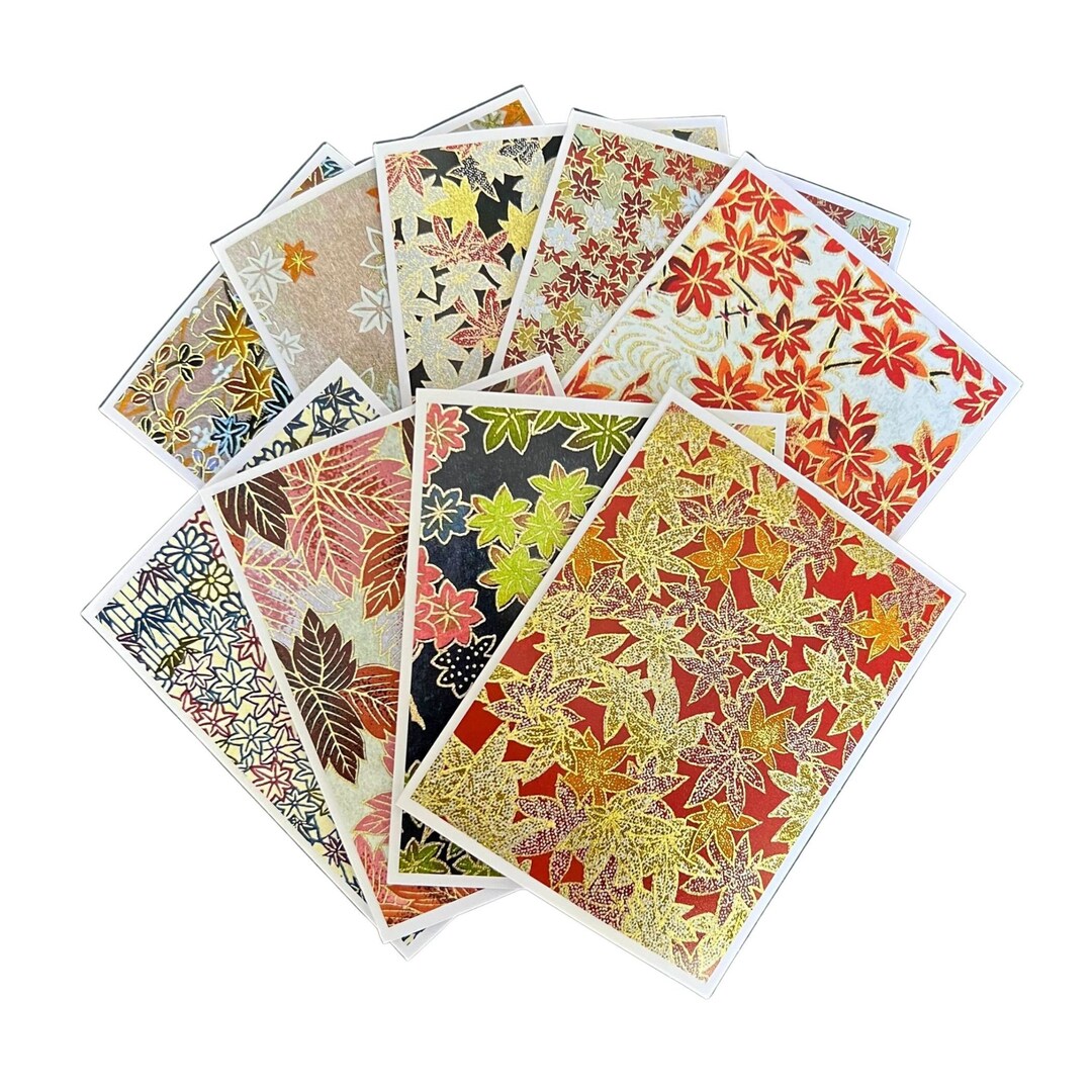 Japanese Maple Leaf Autumn Greeting Cards, Blank Notecards Set With ...