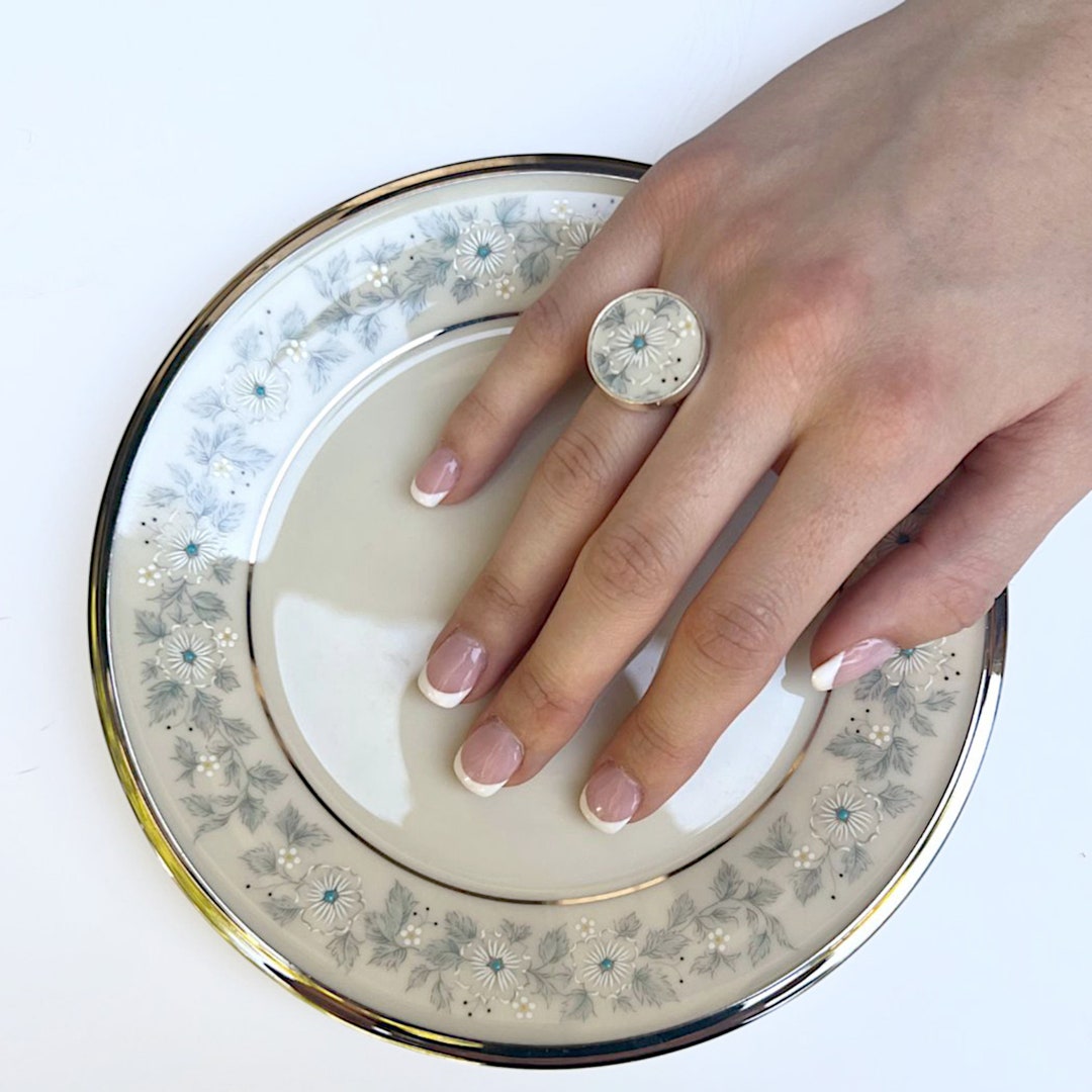 Anillo vintage Lenox Windsong Broken China, hecho a mano en plata de ...