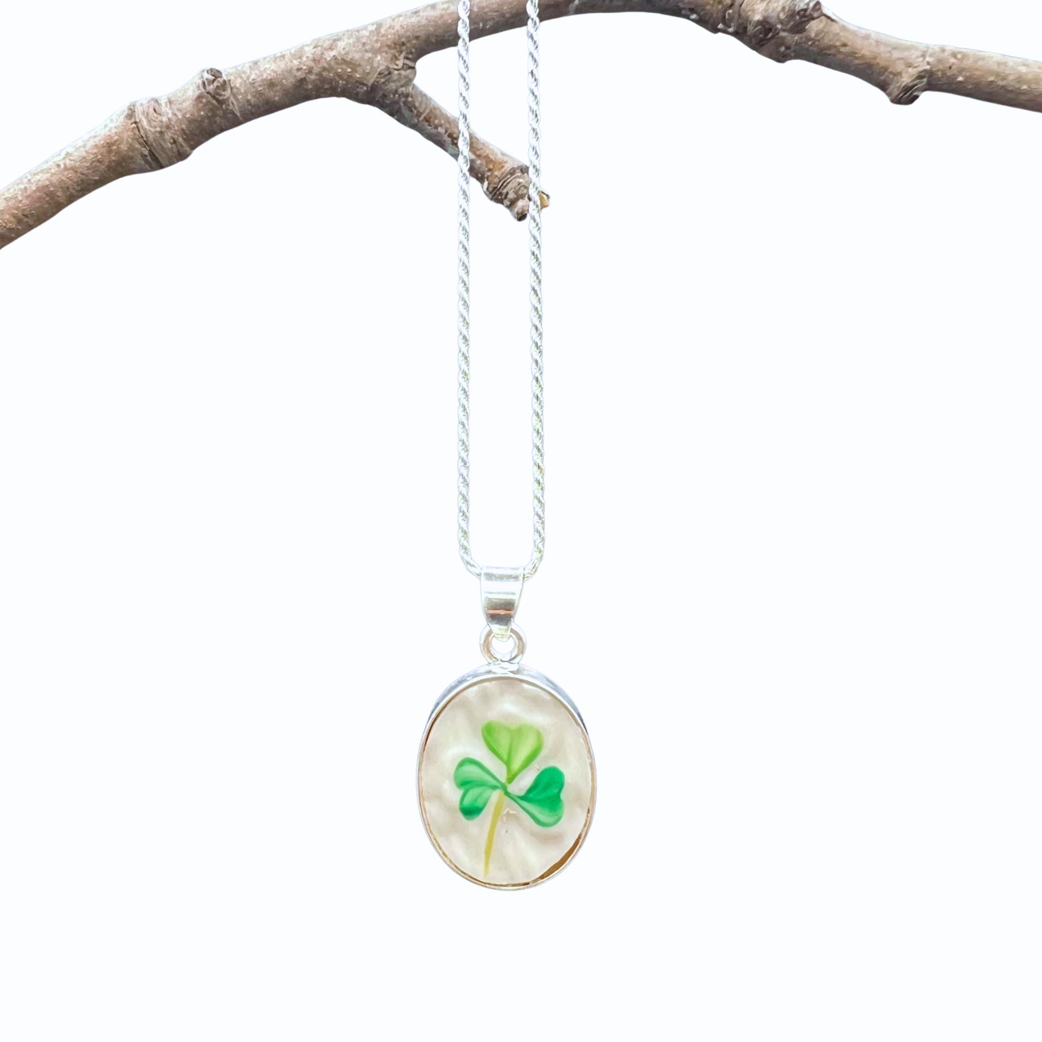 Vintage Belleek Shamrock China Necklace Handmade With Three Leaf Clover ...