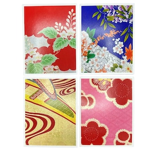 Japanese Greeting Cards Boxed Set, Vintage Silk Kimono Notecard Set ...