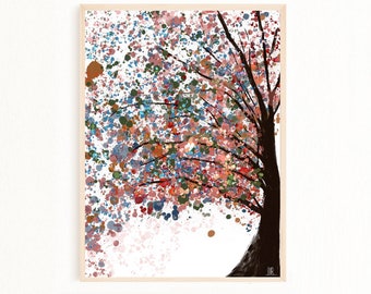 Colorful Tree Art | Etsy