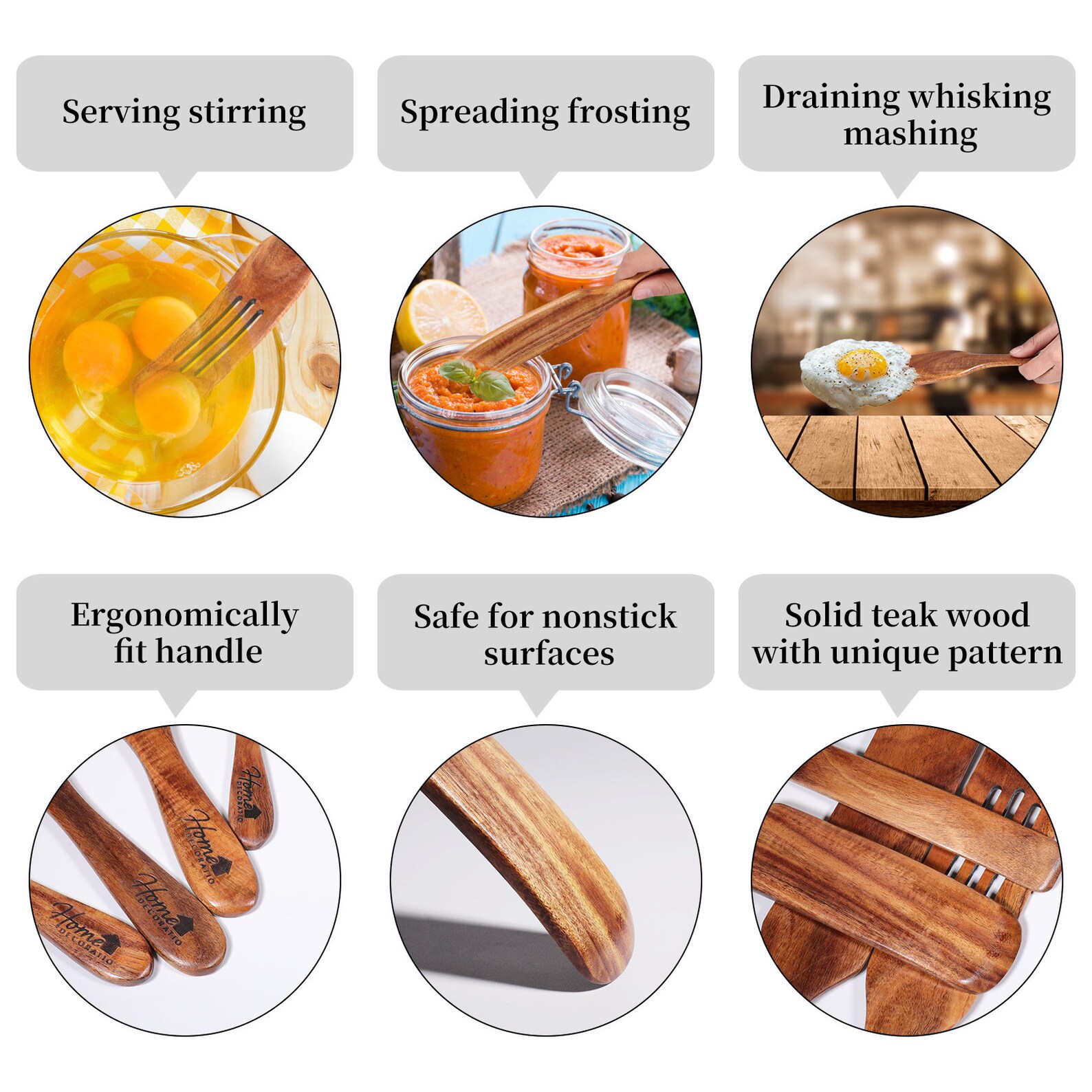 Wooden Spurtle Set 5pcs Natural Teak With Spoon Rest Heat - Etsy