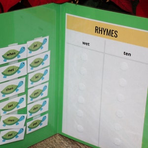 File Folder Game - Rhymes - Kindergarten Preschool Prek Autism Special ...