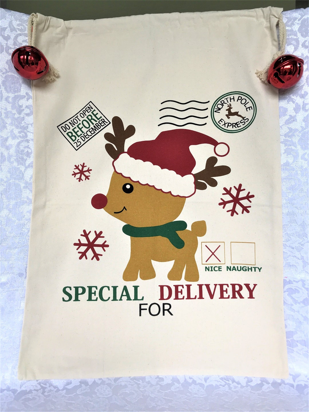 Personalized Canvas Large Christmas Bag / Gift Bag / Christmas Gift ...