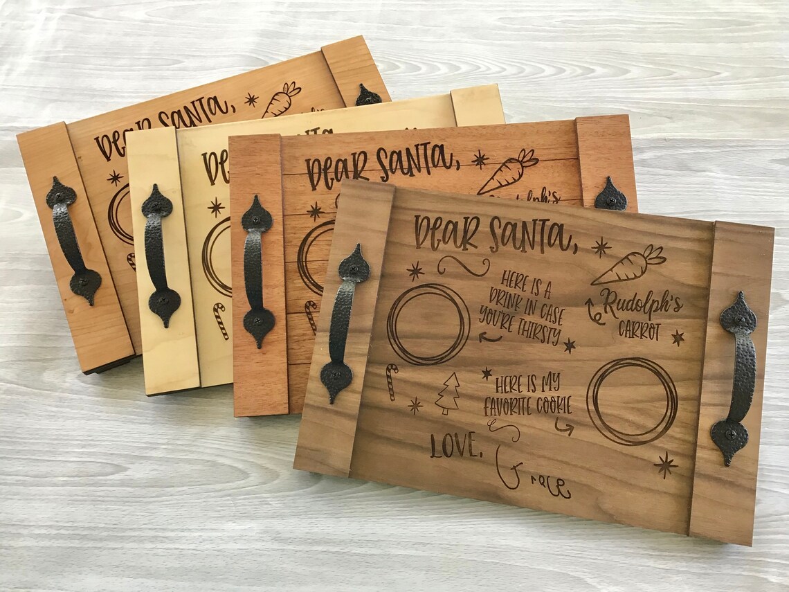 Personalized Santa Tray, Wooden Santa Tray, Cookies for Santa, Engraved ...
