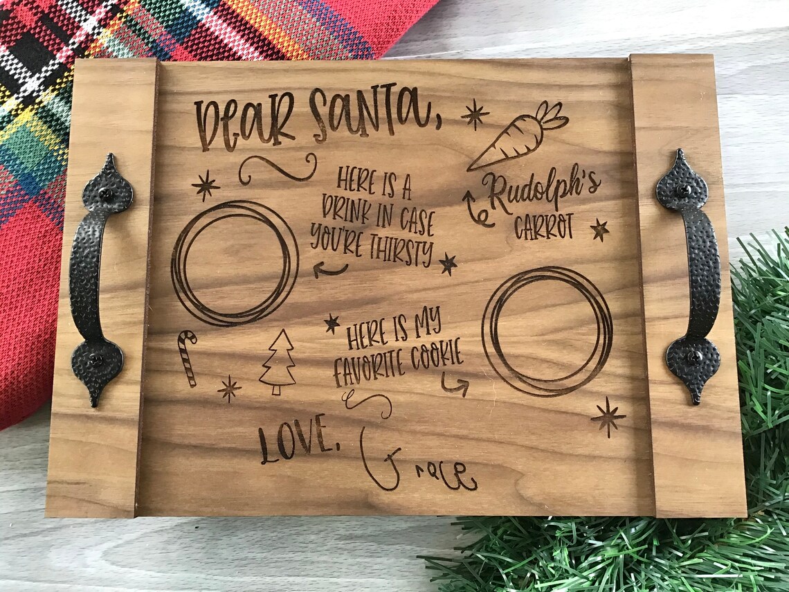 Personalized Santa Tray Wooden Santa Tray Cookies for Santa - Etsy