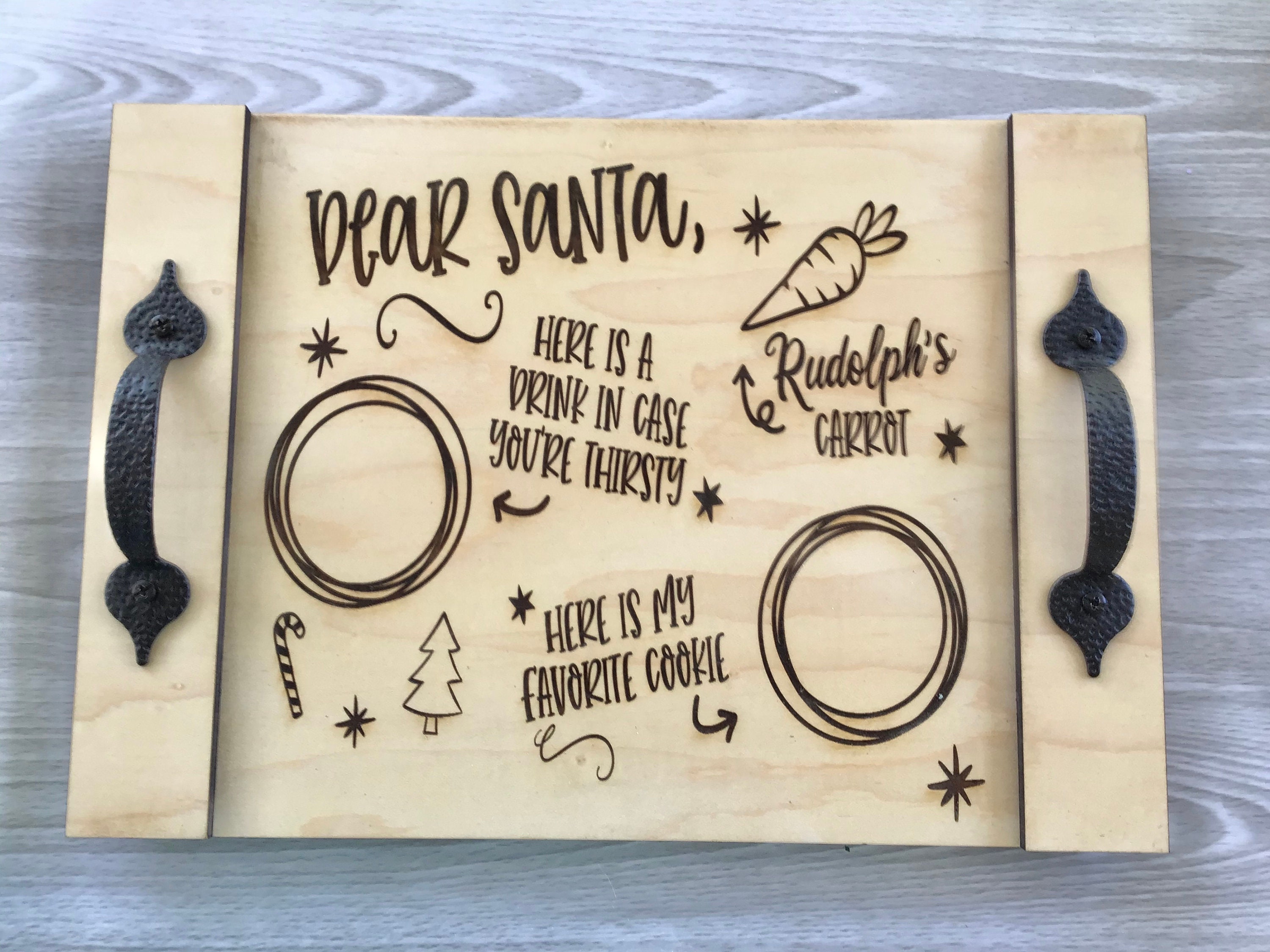 Personalized Santa Tray, Wooden Santa Tray, Cookies for Santa, Engraved ...