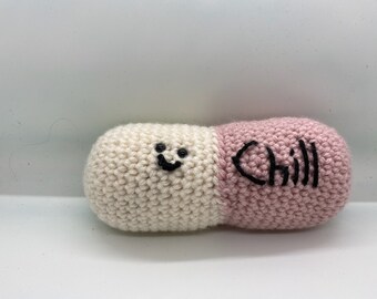 Chill Pill Crochet Plush Toy Stress Relief Toy - Etsy