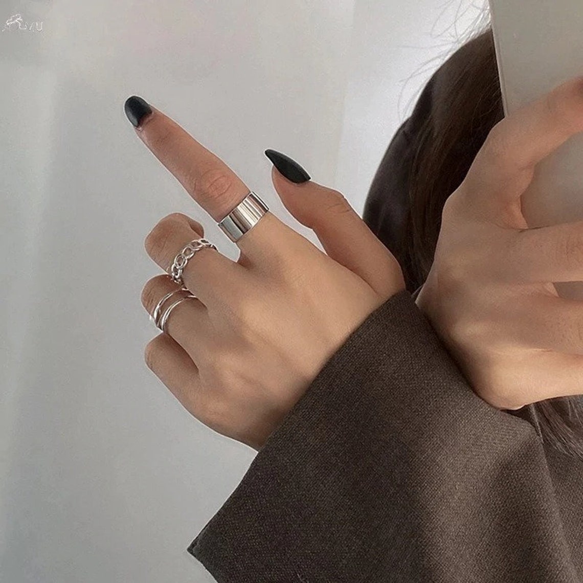 Hiphop/rock Metal Geometry Circular Punk Rings Set Open Rings - Etsy