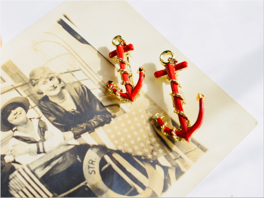 Vintage Pair of Red Anchor Scatter Pins Nautical - Etsy