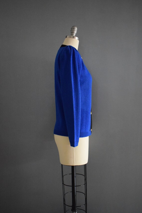 Vintage 1980s Royal Blue and Black Color Block Knit B… - Gem
