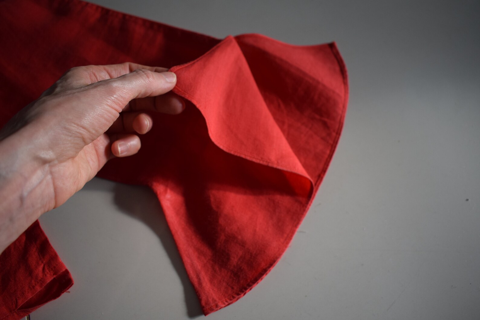 Vintage 1990s Lipstick Red Ramie Flared Cuff Top 90s Bright Red Tie ...