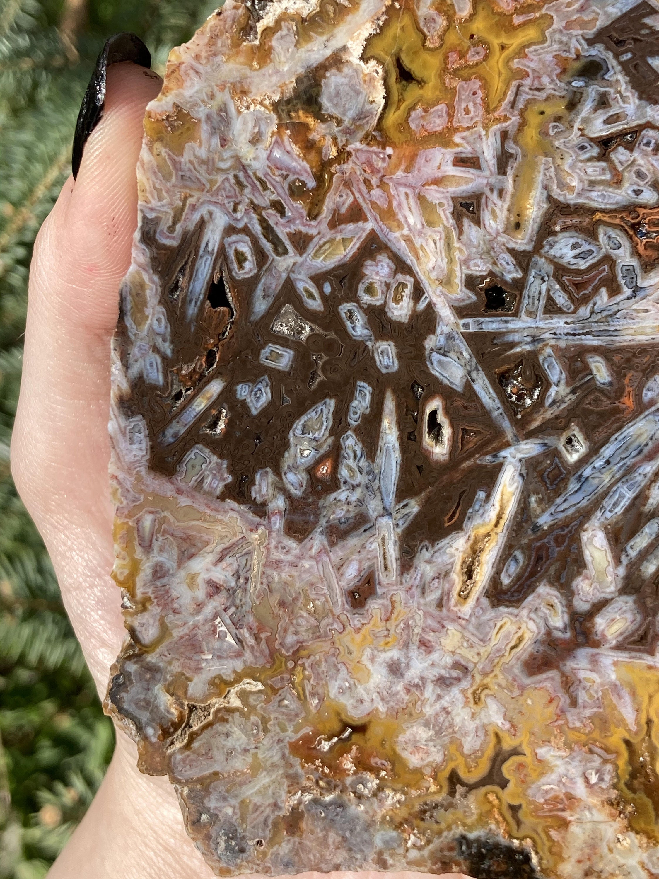 Colorful Stick Agate Slab With Yellow,unique Pink Sticks and Green Red ...