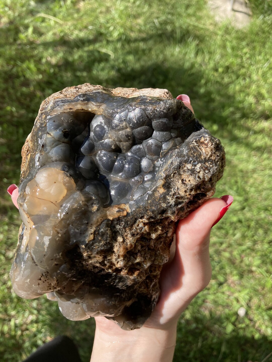 Black Botryoidal Bubbly Agate Geode Globular Volcanic Rough Gemstone ...