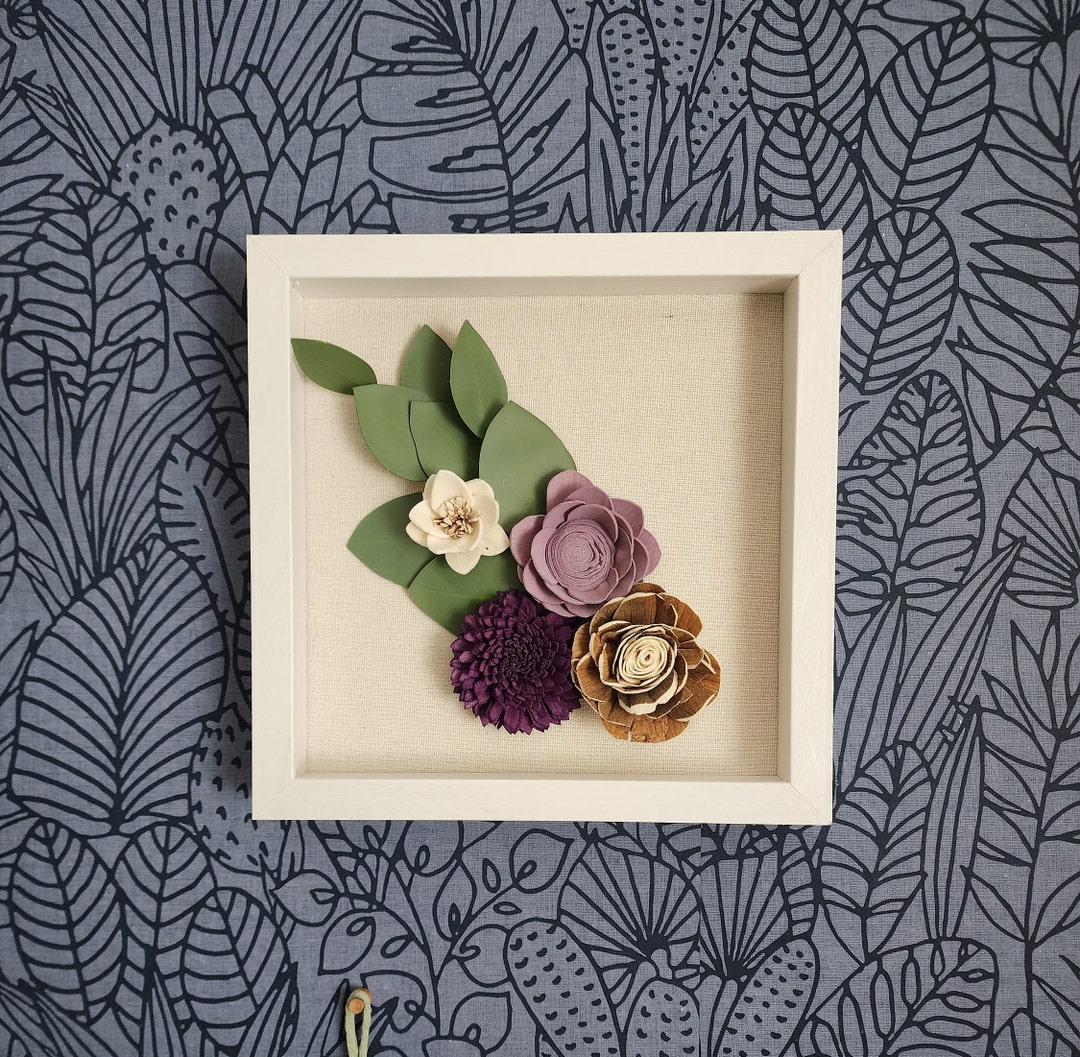 Open Shadow Box With Sola Wood Flowers, 3D Flower Art, Floral Shadow ...