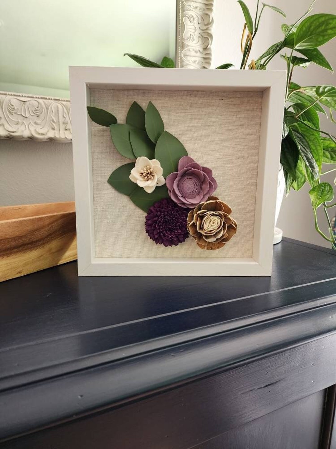 Open Shadow Box With Sola Wood Flowers 3D Flower Art - Etsy