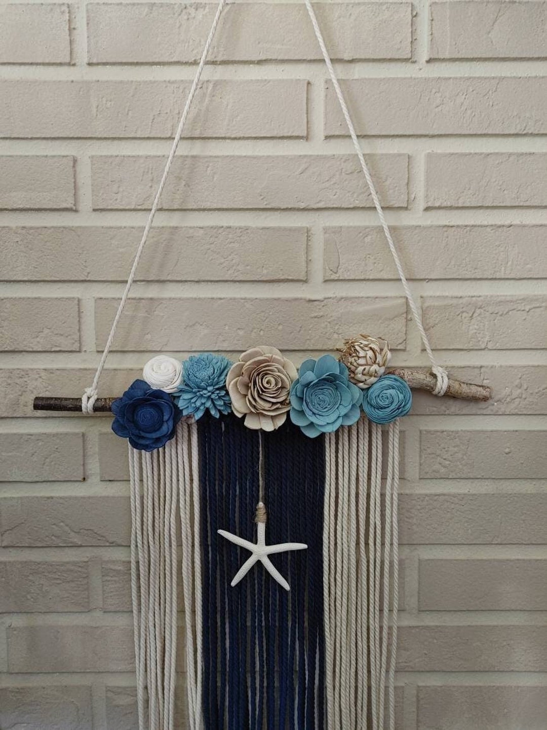 Beach Macrame Wall Hanging Starfish Decor Coastal Wall - Etsy