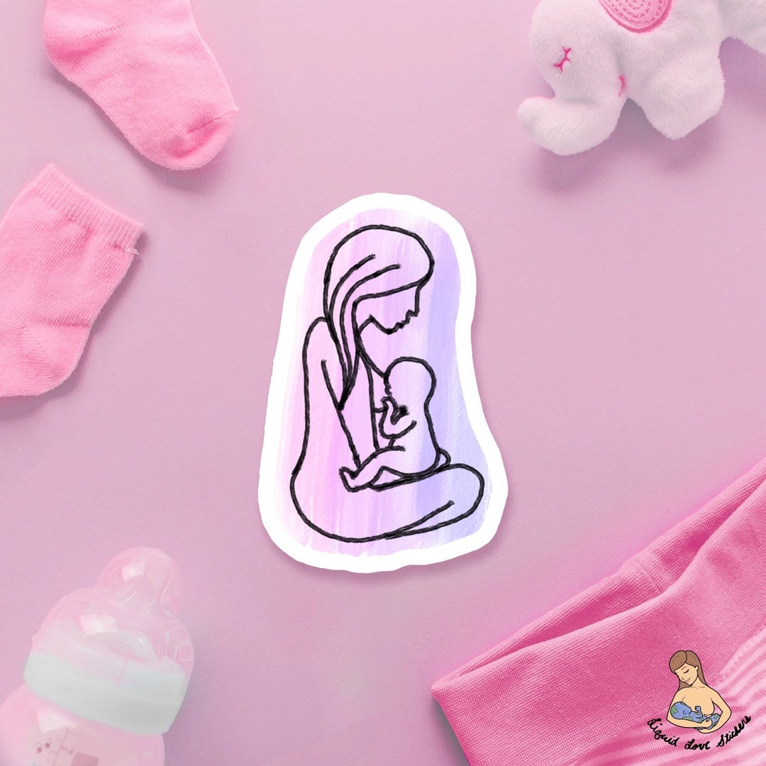 Mama and Baby Breastfeeding Watercolor Sticker Laptop Stickers ...