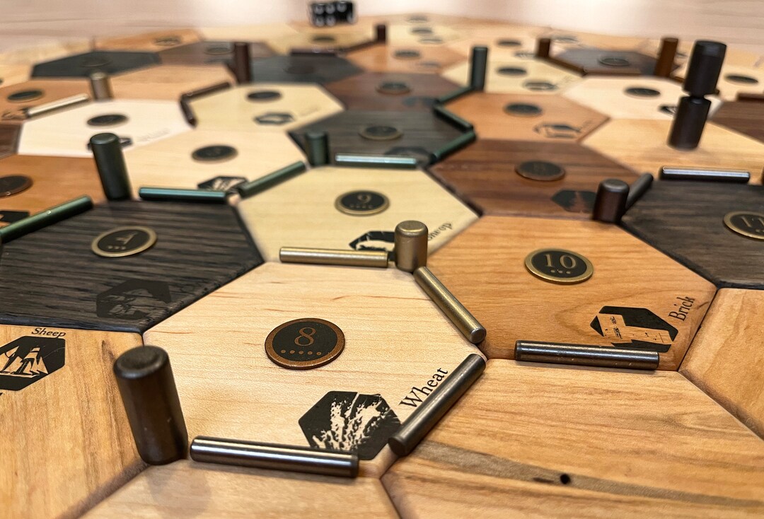 Handcrafted Wood Game Board Magnetic Solid Metal Game Pieces 6 Player ...